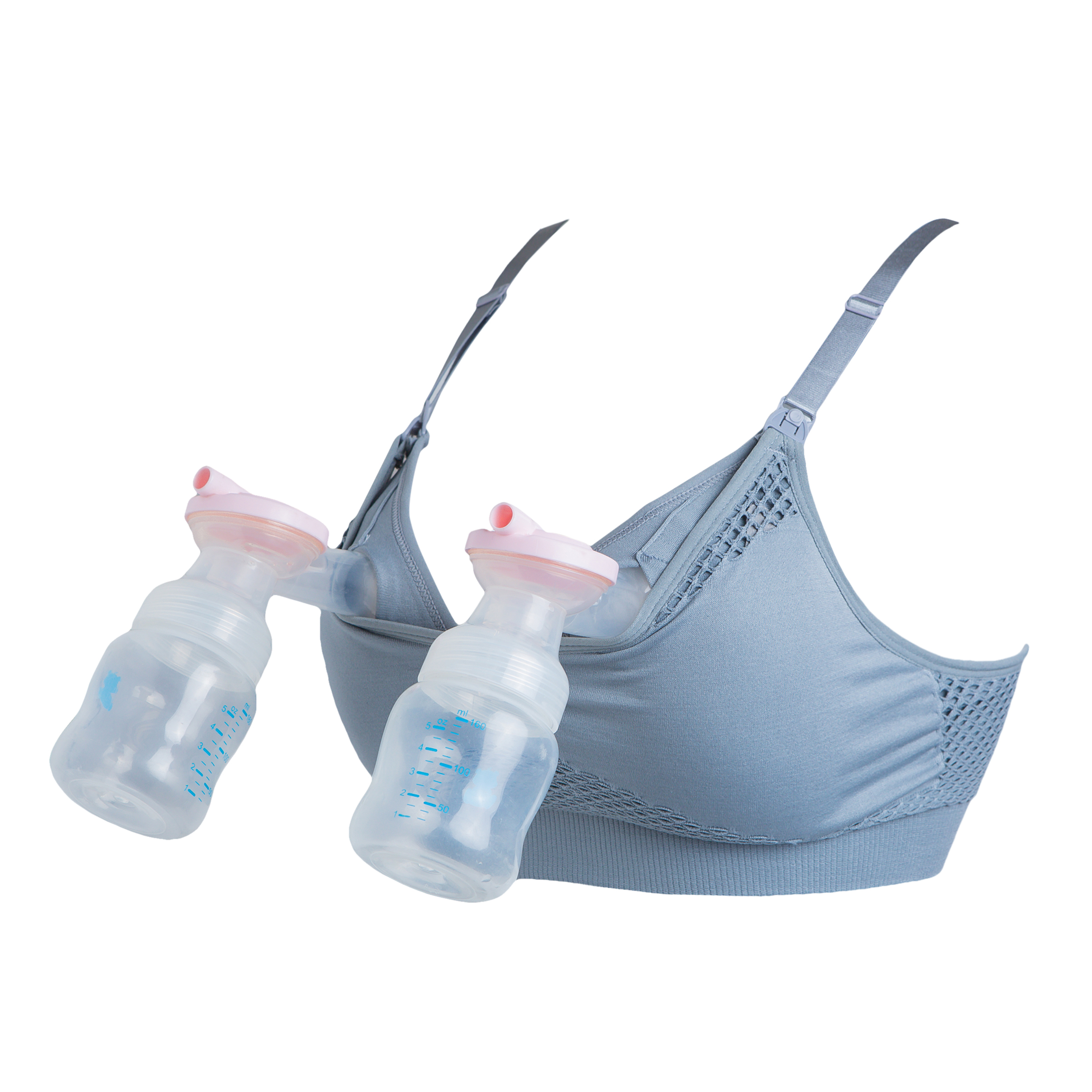 TWIN Series single mesh hole (non-wire) seamless hands free nursing bra ...